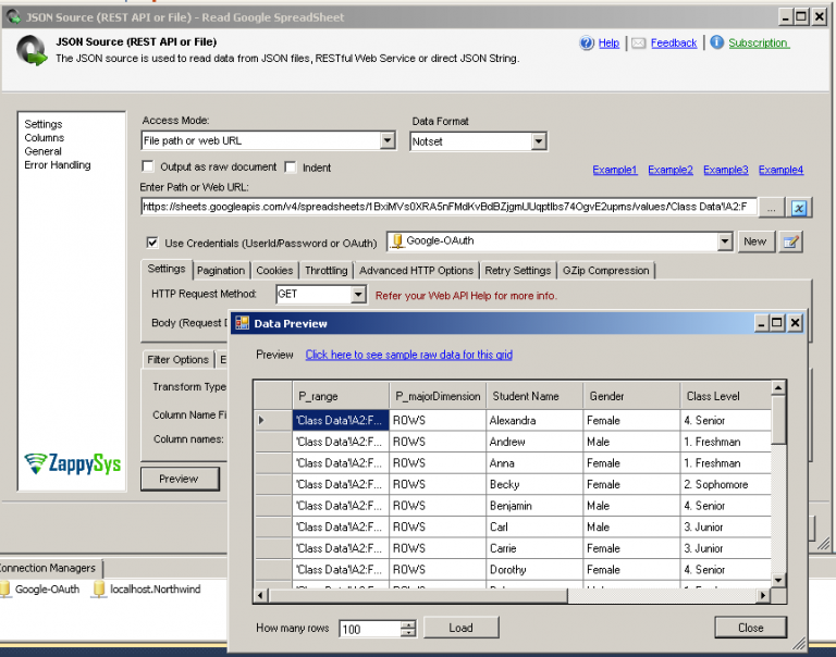 How to read / write Google SpreadSheet using SSIS | ZappySys Blog