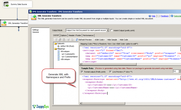 How To Generate Xml With Namespace Prefix In Ssis Zappysys Blog