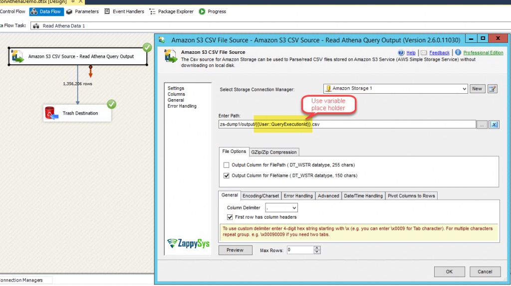 Import Export Data From Amazon Athena Using Ssis Zappysys Blog