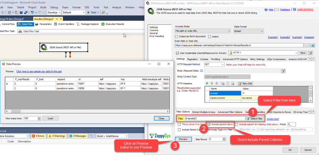 How to read JIRA data in SSIS - Call REST API / Load to SQL Server | ZappySys Blog