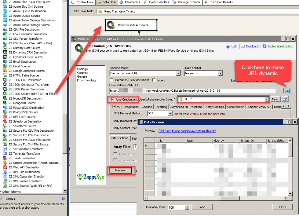 Read Freshdesk data in SSIS - REST API Call | ZappySys Blog
