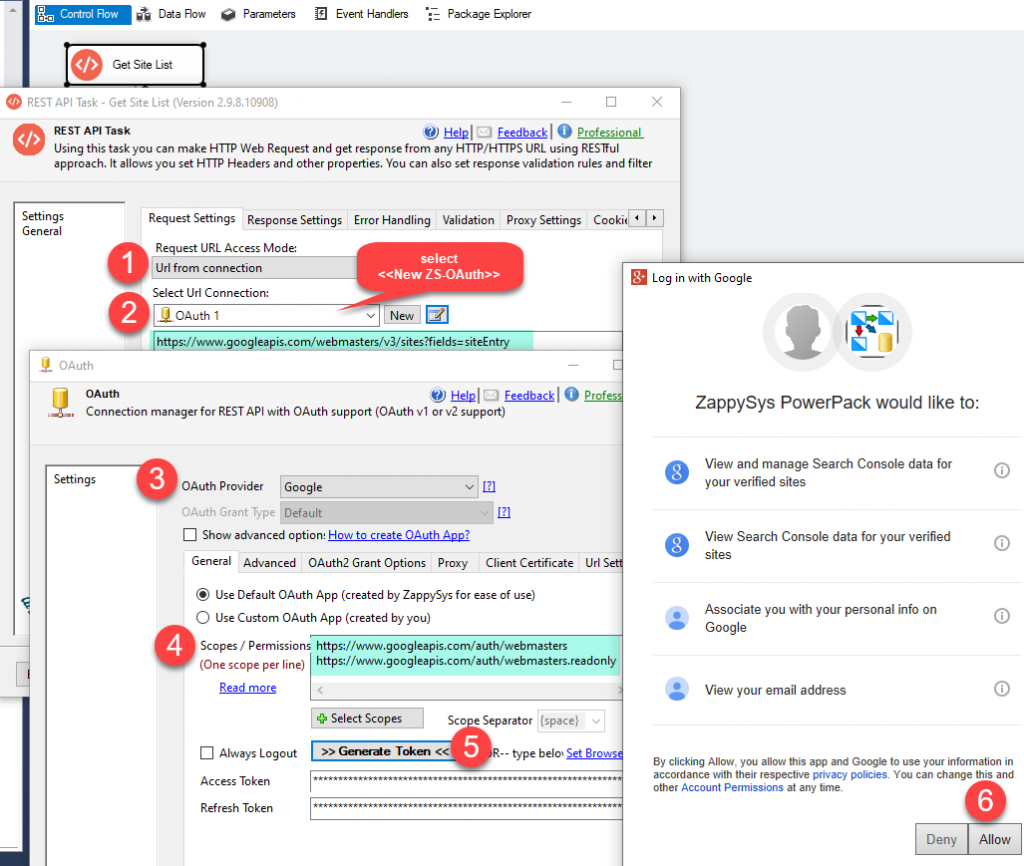 Get data from Google Search Console API in SSIS and ODBC Apps | ZappySys Blog