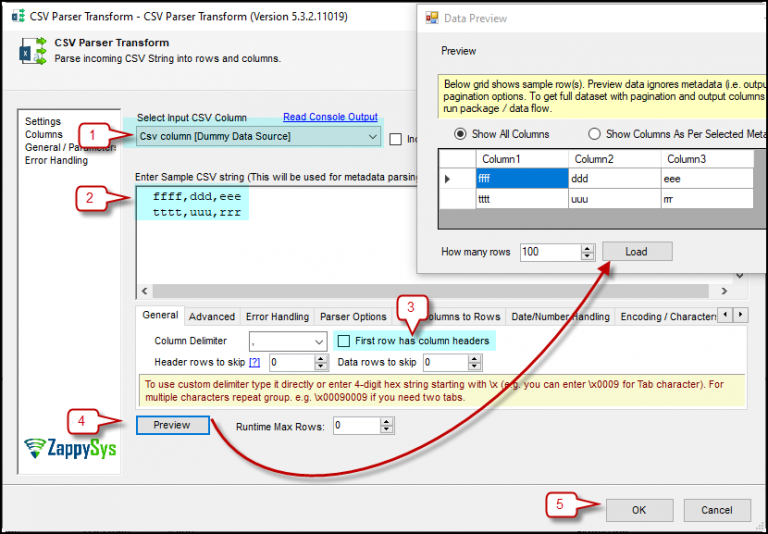 SSIS CSV Parser Transform - Parse / Normalize String | ZappySys
